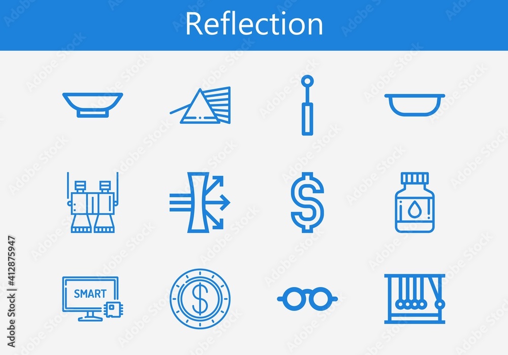 Premium set of reflection line icons. Simple reflection icon pack ...