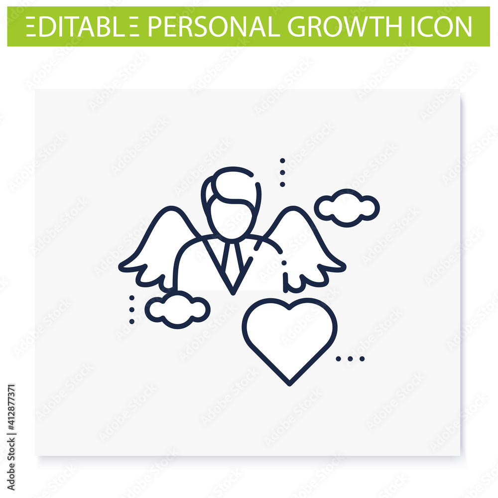 Spiritual identity line icon. Personal growth concept. Self identity ...