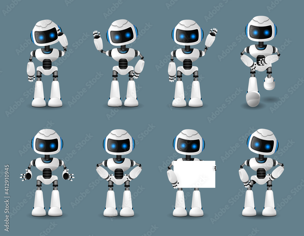 Vector de Stock Robot Vector. Animation Set. Mechanism Robot Helper. Cyborgs, AI Futuristic ...