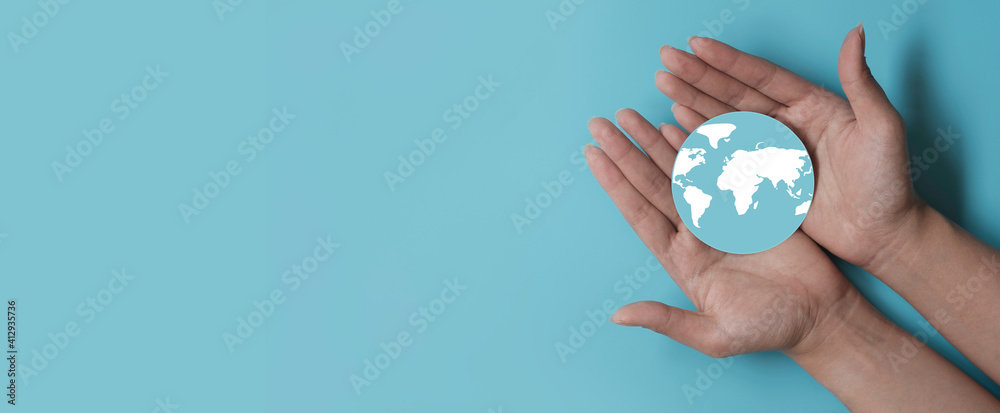 Hands holding earth, save planet, earth day, sustainable living ...