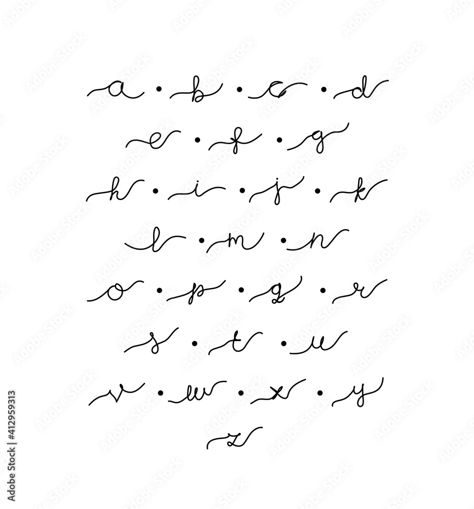 English alphabet letters. Continuous one line drawing. Minimalist ...