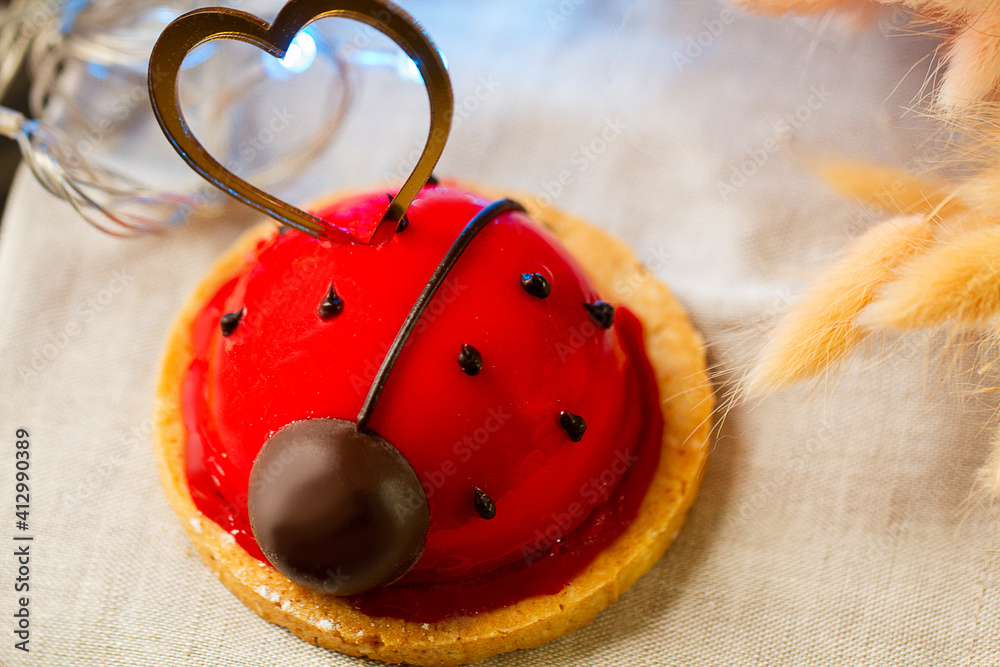 Ladybug sweet tasty colorful cake. Beautiful ladybug cake with ...