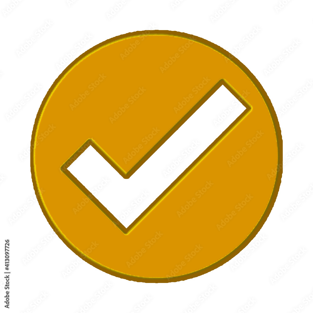 Approved Gold Check Mark Symbol Golden tick isolated on white ...