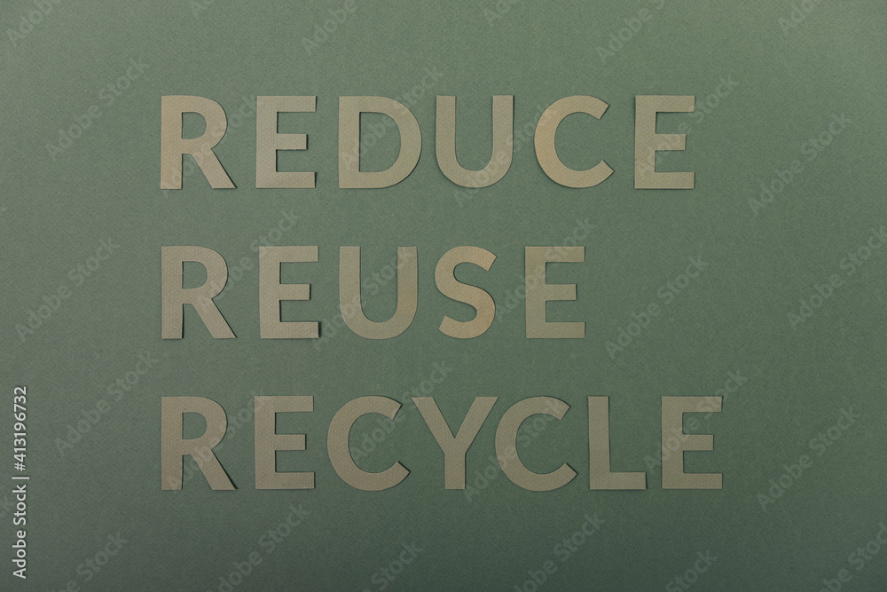 Reduce Reuse Recycle green cardboard letters Stock Photo | Adobe Stock