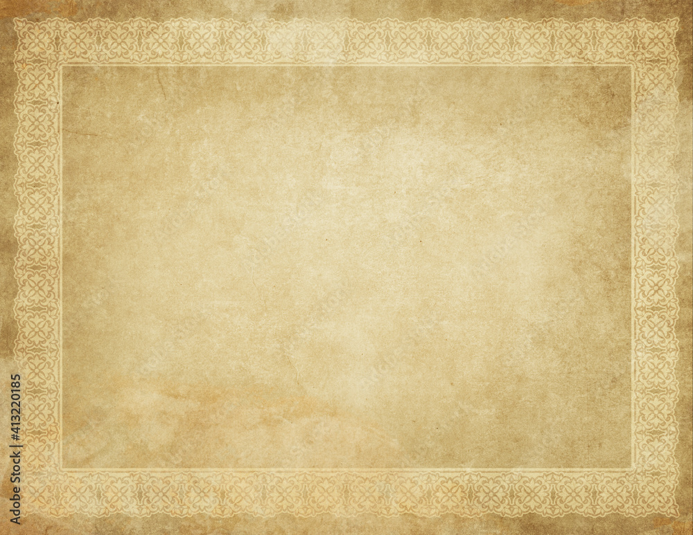 Old paper background with decorative border. Stock Illustration | Adobe ...