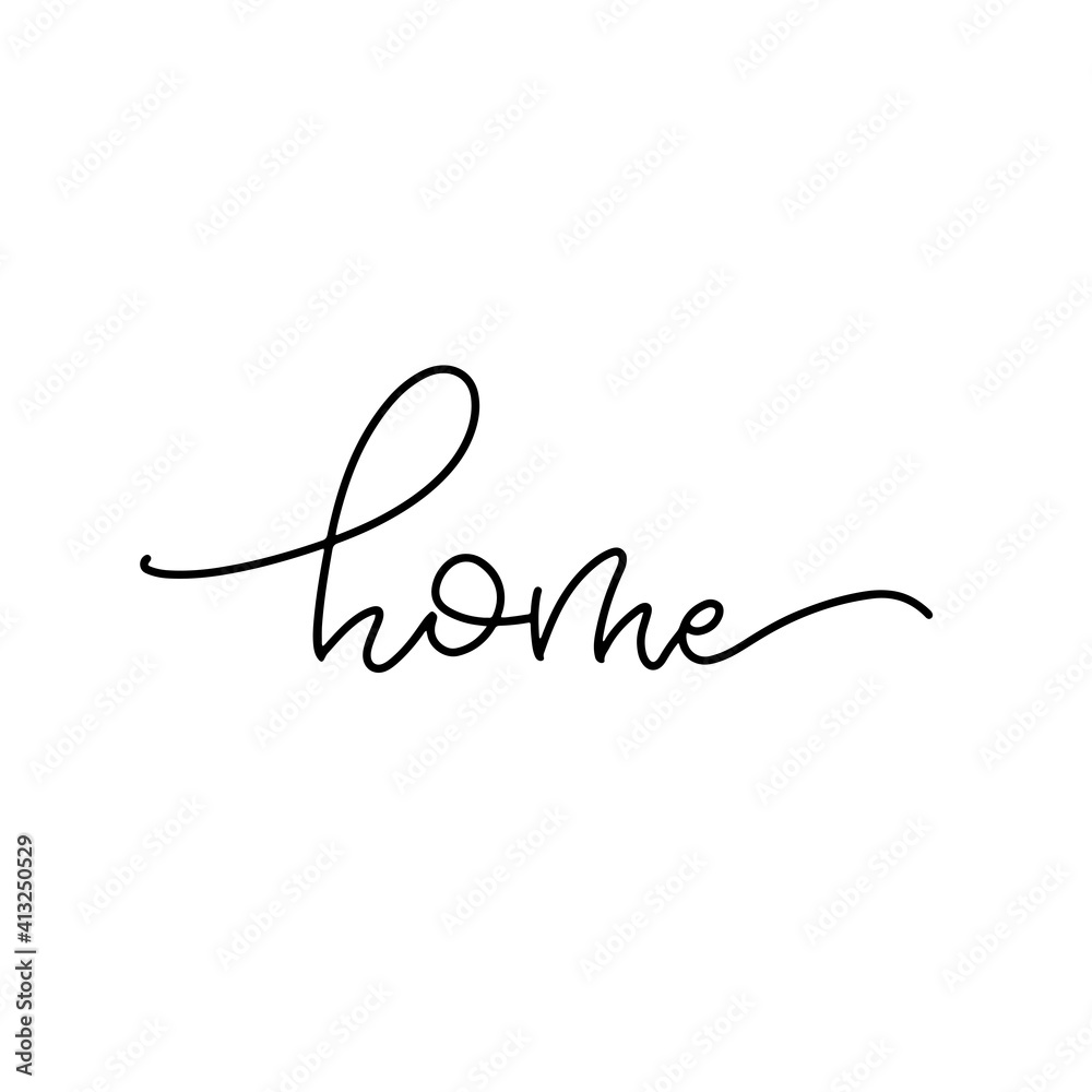 Home - hand drawn linear lettering. Handwritten modern calligraphy ...