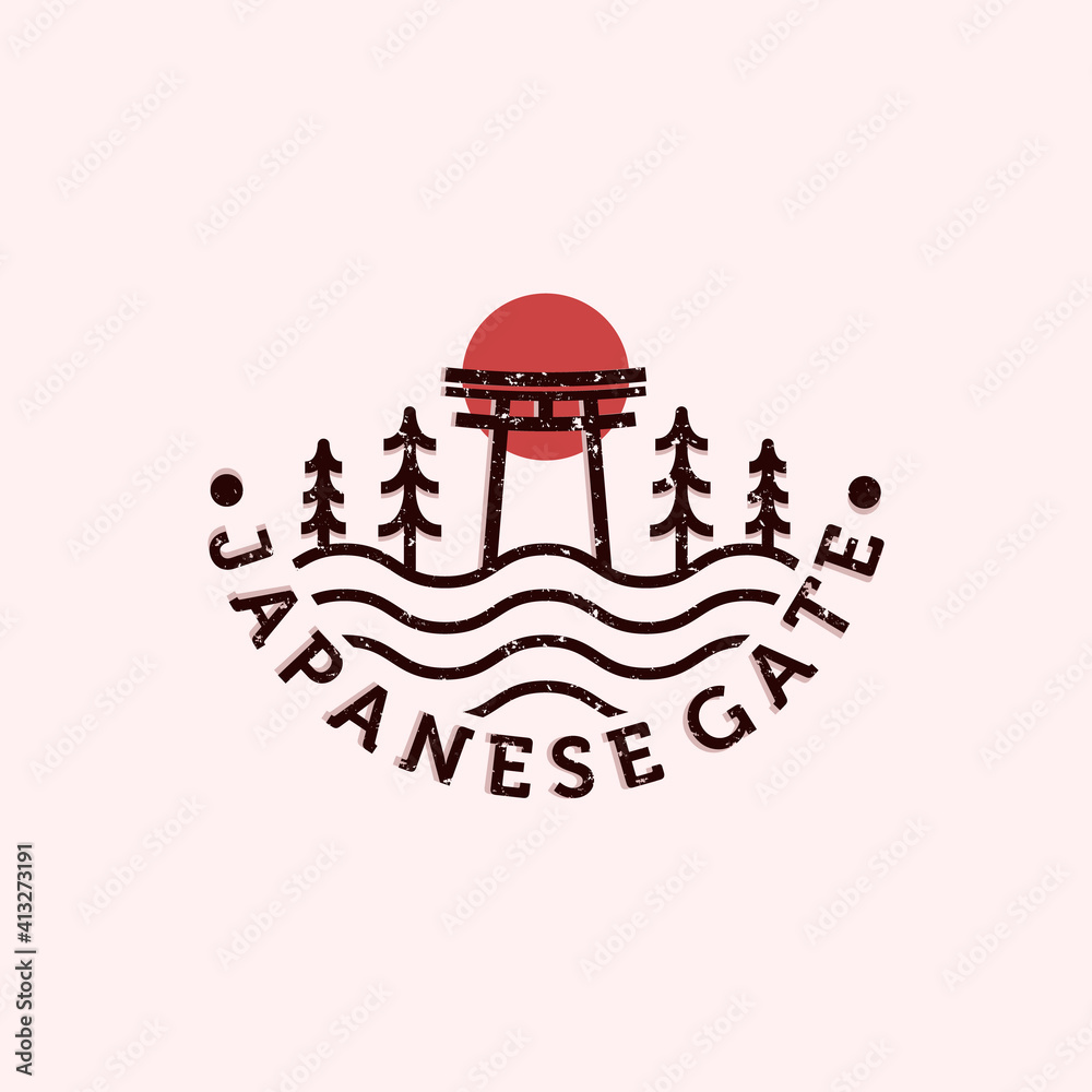 Stock-Vektorgrafik „Torii or Japanese Traditional Gate Logo Vector ...