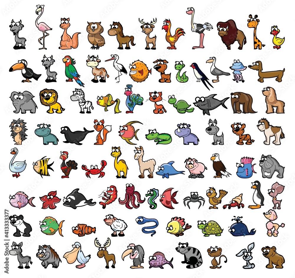 Extra large set of animals including lion, kangaroo, giraffe, elephant ...