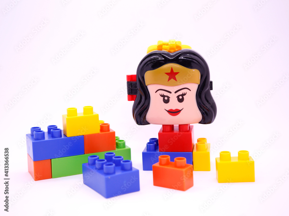 Wonder Woman. The Lego Movie. Characters. Blocks. Isolated white ...