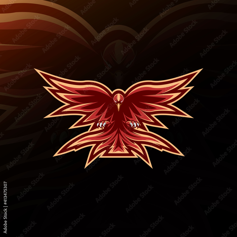 Phoenix mascot logo e-sport design Stock Vector | Adobe Stock