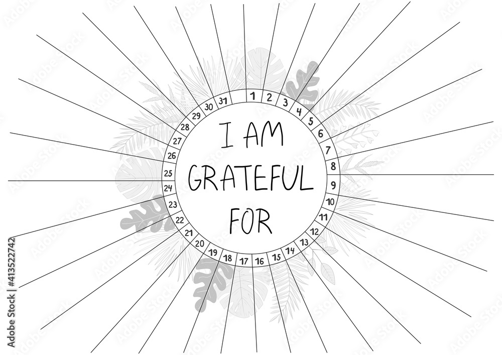 Gratitude log, printable A4 paper sheet with blank lines to fill and ...