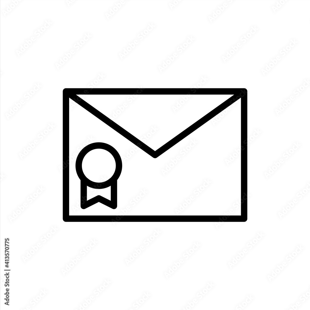 Certificate email icon with outline style. Icons for online learning ...