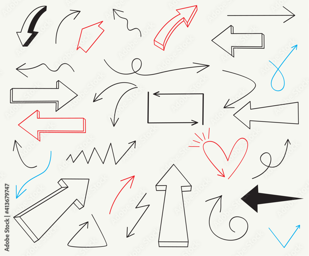 Set of arrows vector illustration.Arrow doodles vector Stock Vector ...