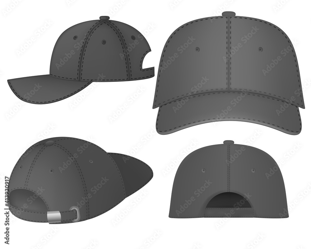 Vector baseball cap front and side view. Mockup isolated on transparent ...
