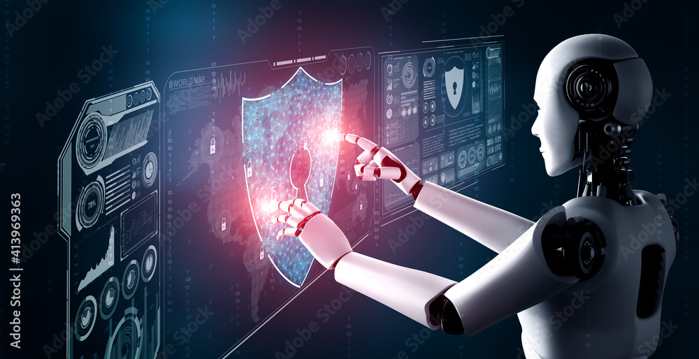 AI robot using cyber security to protect information privacy ...