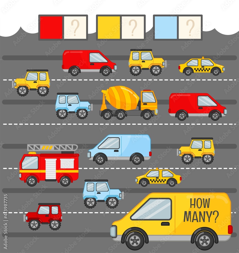 Counting educational children game, math kids activity sheet. How many ...