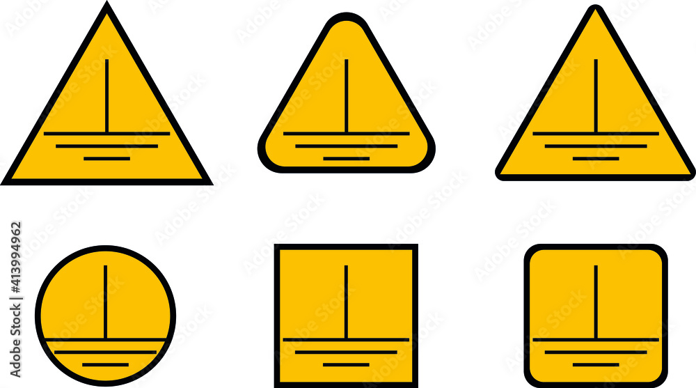 6 different types of earthing hazard signs on a black and yellow ...