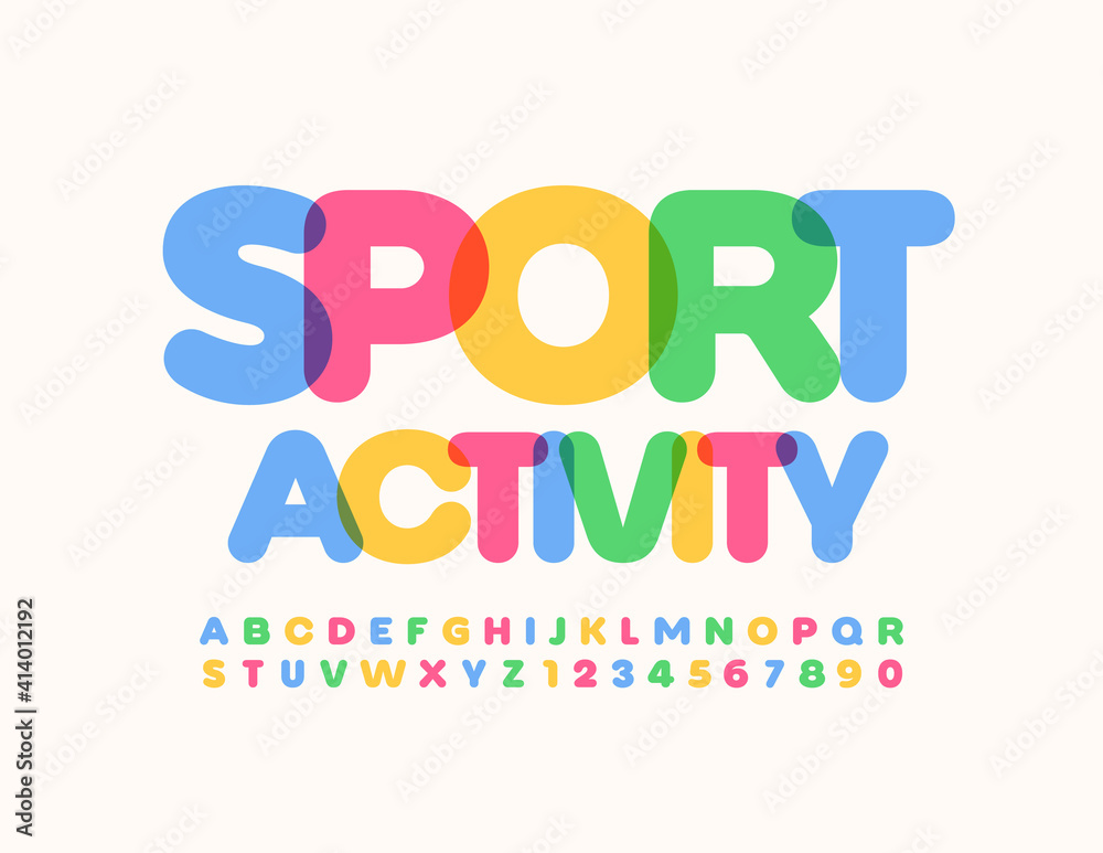 Vector colorful emblem Sport Activity. Creative modern Font. Bright ...