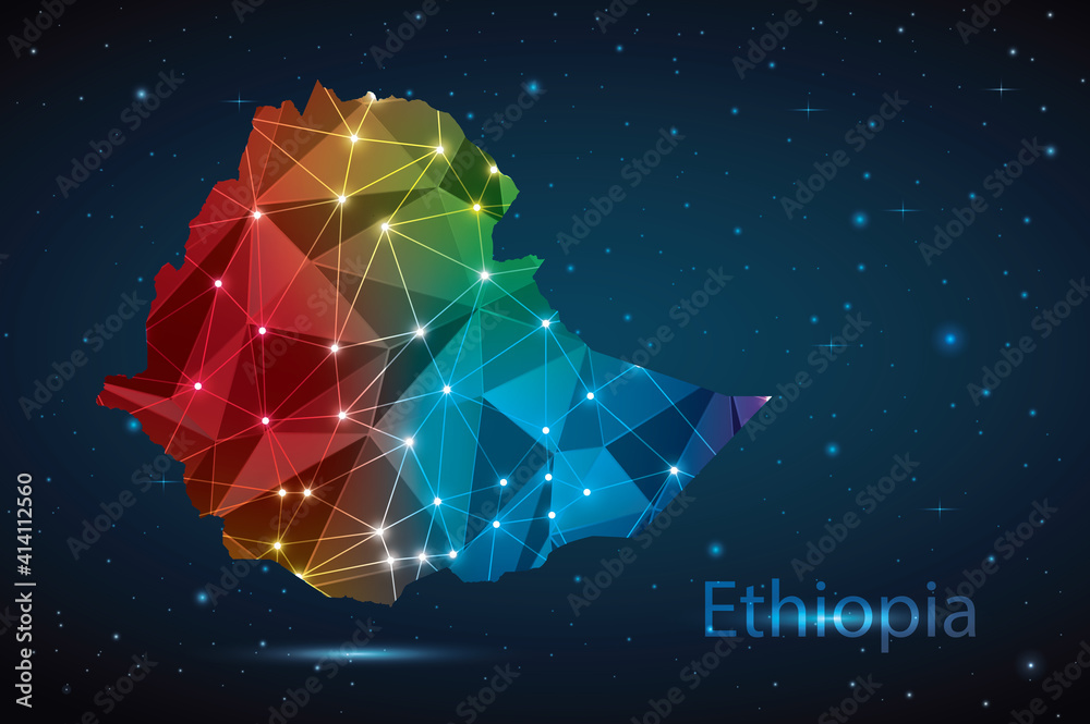 Abstract Polygon Map of Ethiopia. Vector Illustration Low Poly Color ...