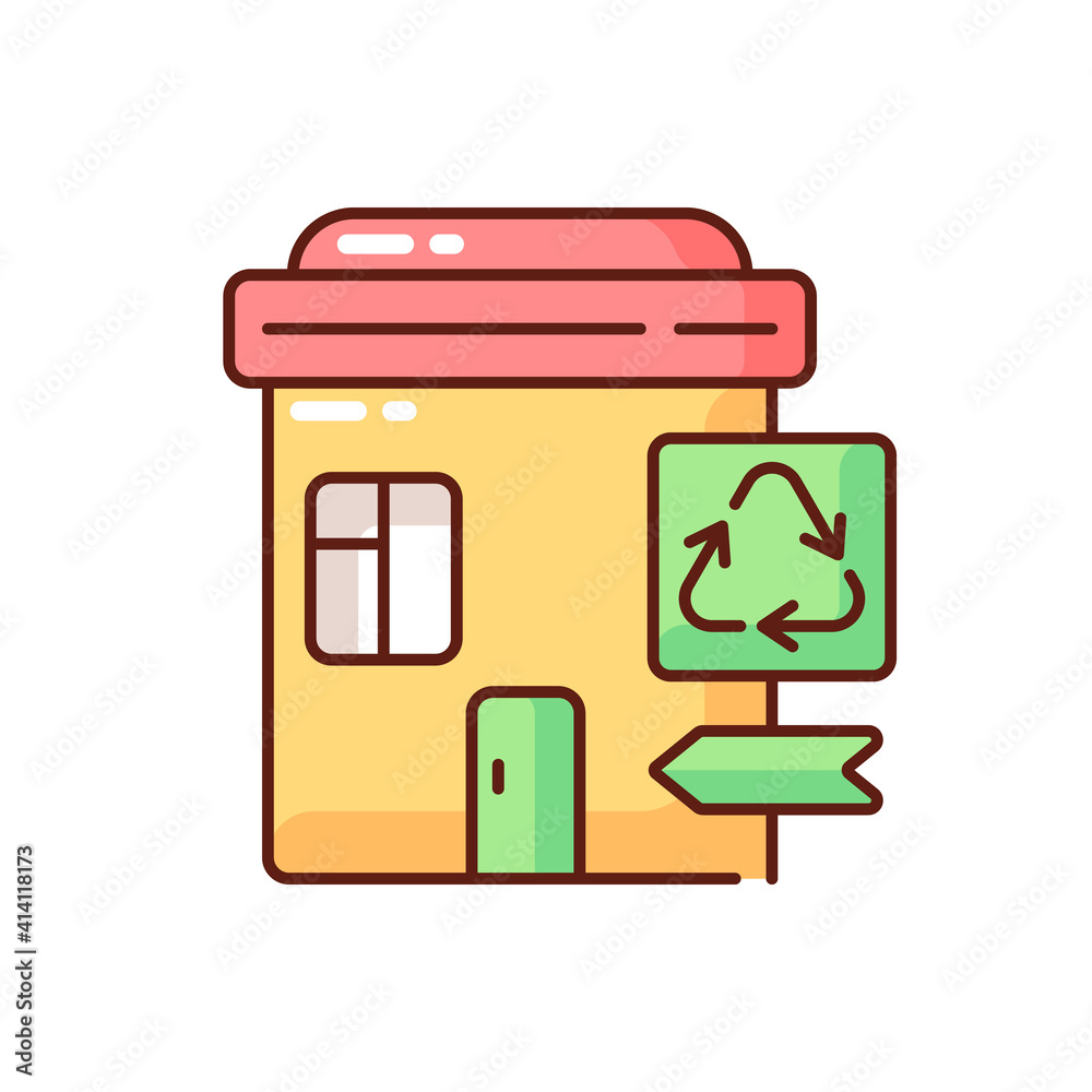 Recycling collection center RGB color icon. Landfill and material ...