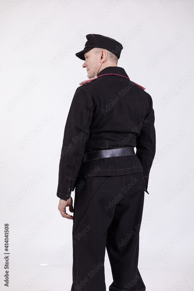 Male actor reenactor in historical uniform as an officer of the German ...