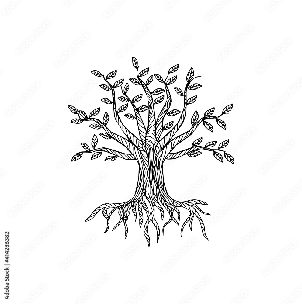 Tree of life vector illustration with hand drawing style Stock Vector ...