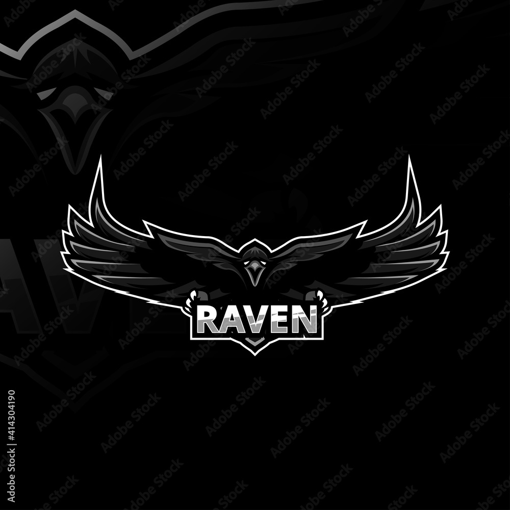 Raven mascot logo esport design Stock Vector | Adobe Stock