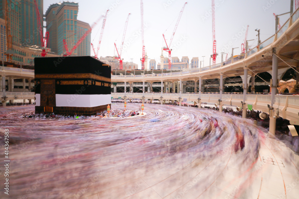 Mosque Kaaba, Mecca. The largest mosque in the world, Kaaba. At the ...