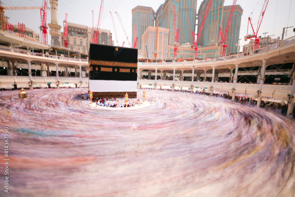 Mosque Kaaba, Mecca. The largest mosque in the world, Kaaba. At the ...