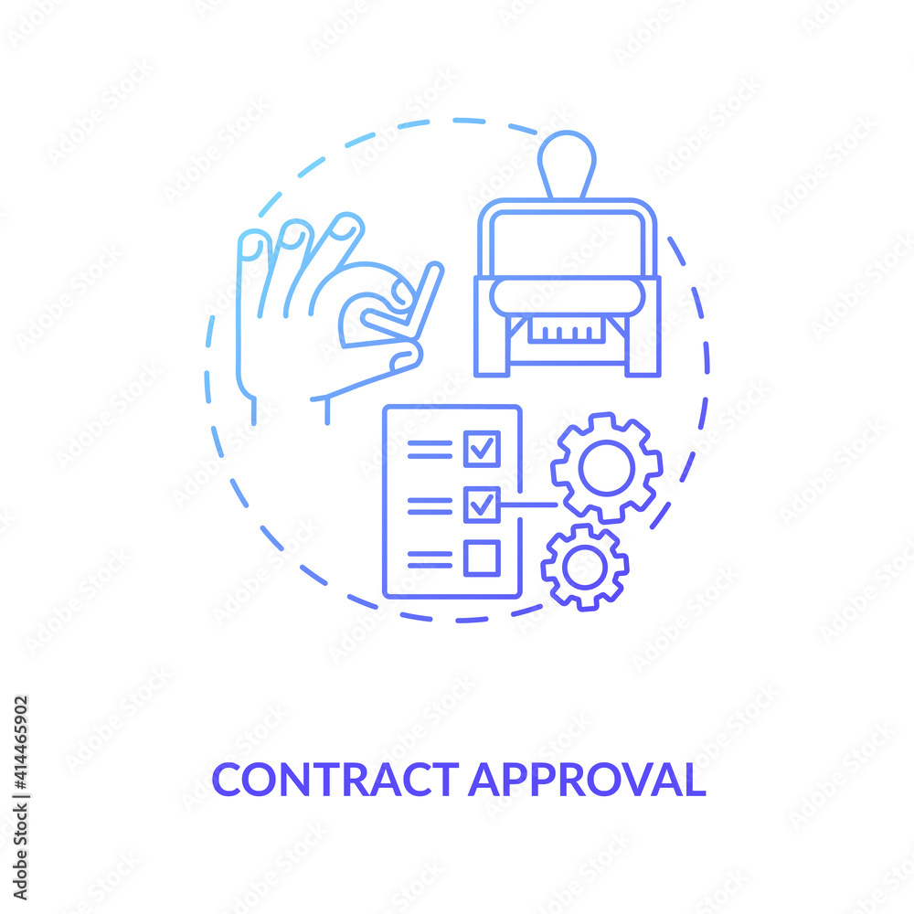 Contract approval concept icon. Contract lifecycle steps. Method of ...