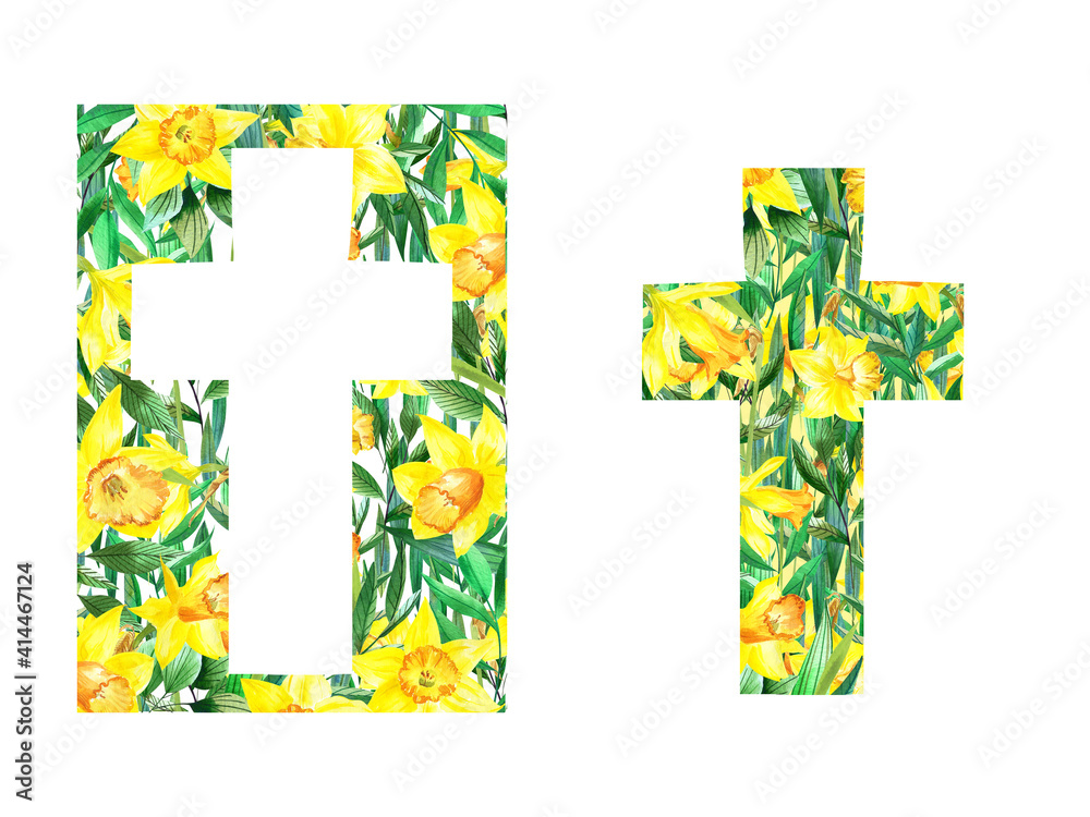 Watercolor Flower Cross, Wood Cross, Baptism, Floral Clipart, First ...