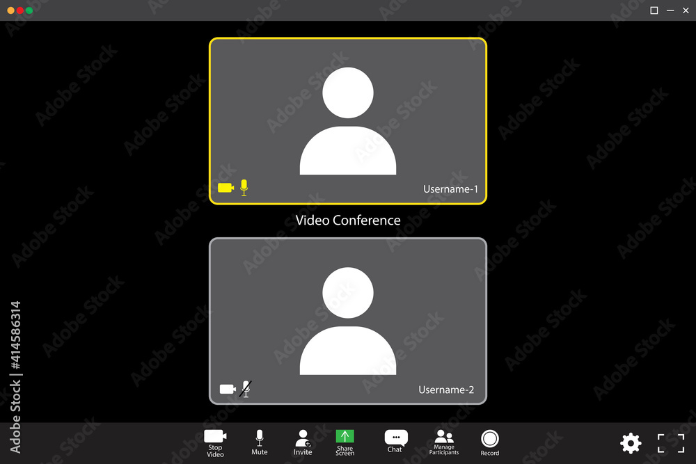 Zoom interface template. two participants. Online video. Mobile ...