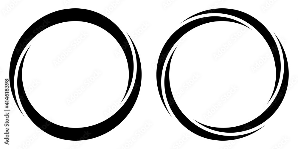 Round circular banner frames, borders, vector hand drawn, circular ...