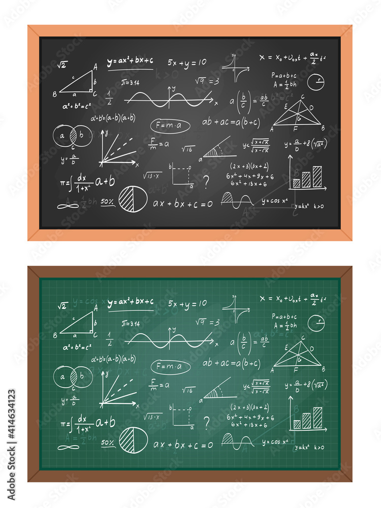 Vector de Stock School blackboard. Vector illustration of math ...
