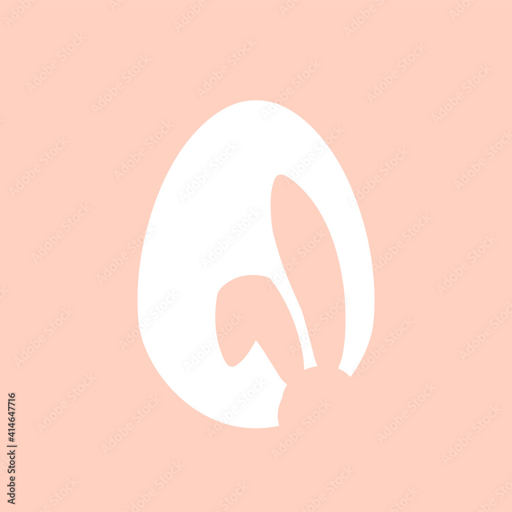 Easter egg shape with cute bunny ears silhouette on pastel background ...