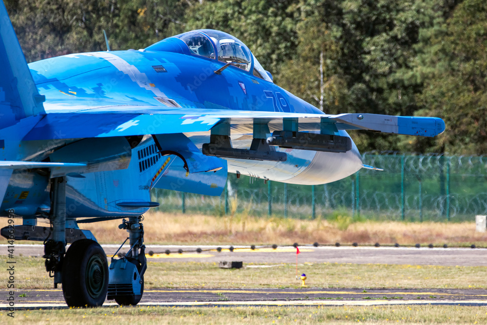 Sukhoi Su-27 Flanker fighter aircraft of the Ukrainian Air Force at ...