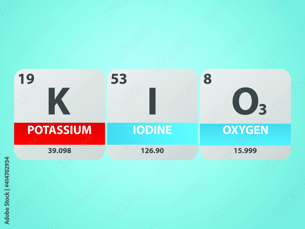 Vector de Stock Potassium iodate kio3 molecule. Simple molecular ...