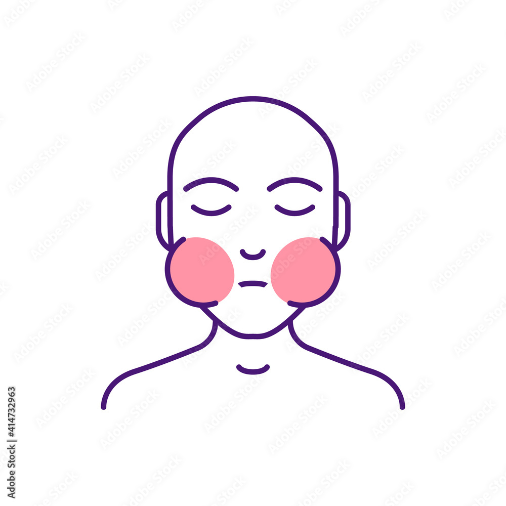 Cheek swelling RGB color icon. Facial infection and tooth abscess ...