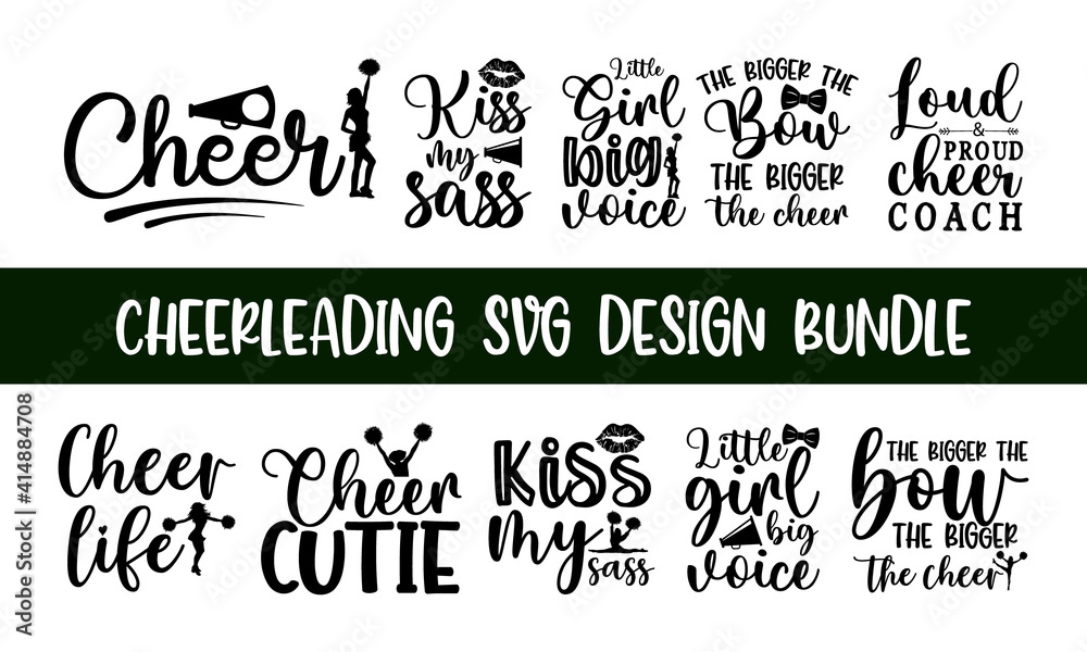 Cheerleading Calligraphy quotes with hand drawn elements, Illustration ...