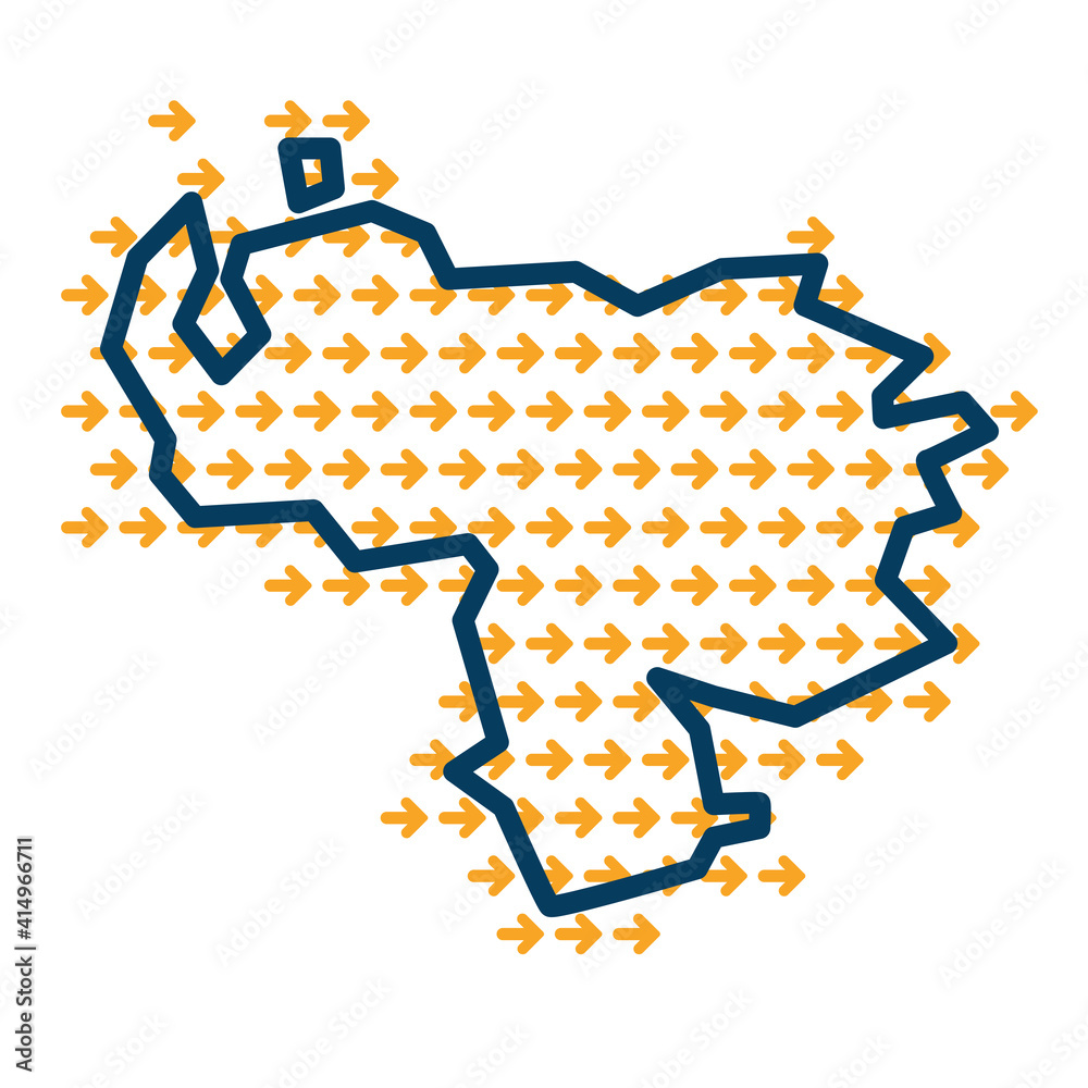 Venezuela simple outline map with yellow direction guide arrows. Stock ...