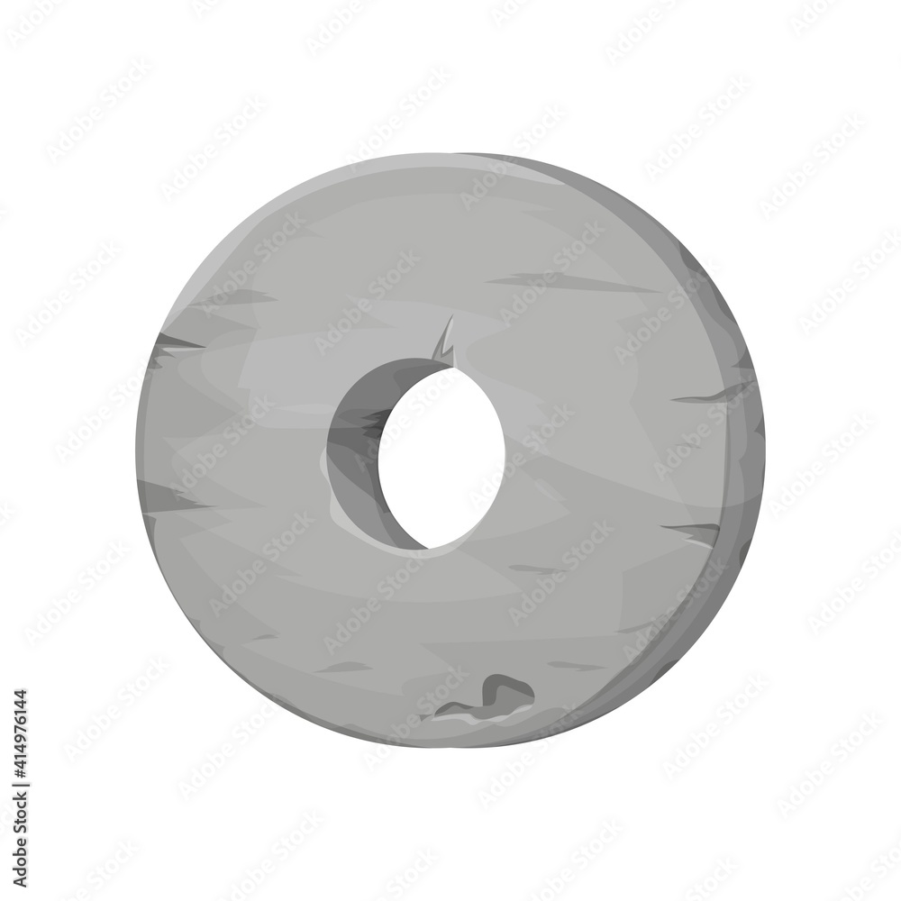 Stone wheel in cartoon style, ancient age, prehistoric technology in ...