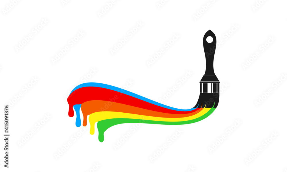 Rainbow paint brush vector design Stock Vector | Adobe Stock