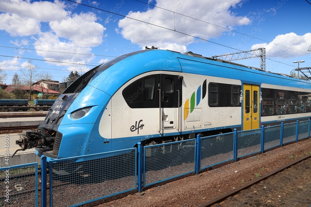 Koleje Slaskie public transportation train in Poland. Silesian Railways ...