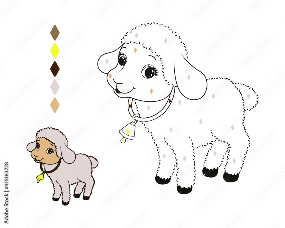 Vetor coloring book by dotted line and color, by numbers for the little ...