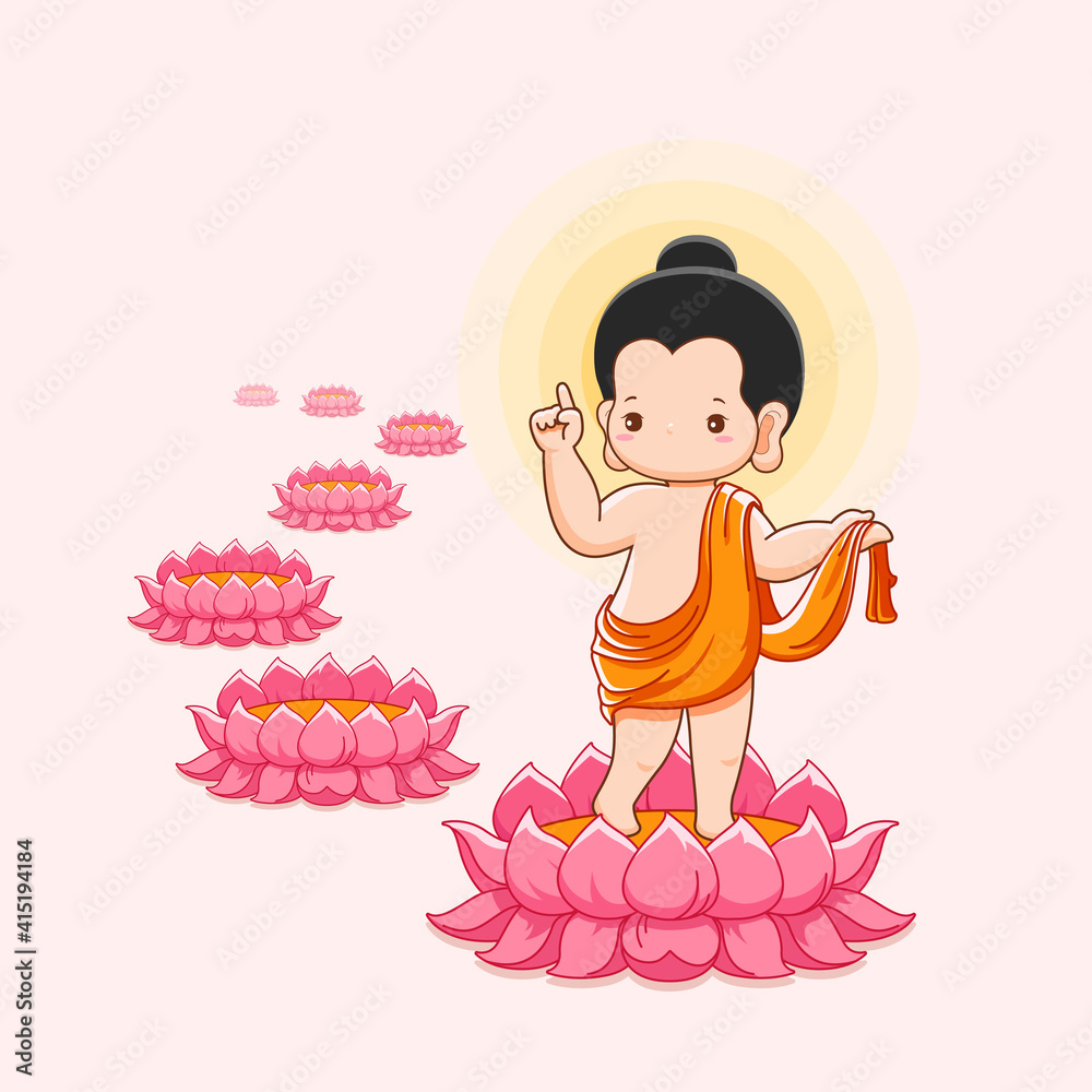 Lord Buddha's born and walking on lotus with seven lotus flower.Happy ...
