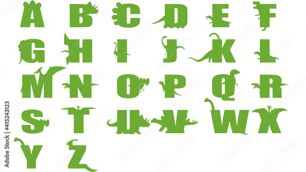 dinosaur shaped letters, alphabet Stock Vector | Adobe Stock
