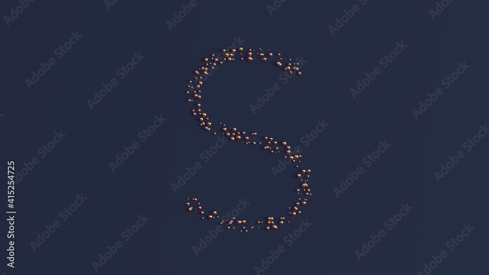 Typeface Letter S Symbol Formed out of Bronze Spheres 3d illustration ...