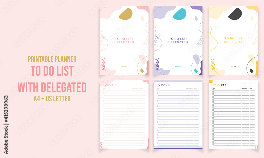 Minimalist diary, daily to do list with delegate, planner pages design ...
