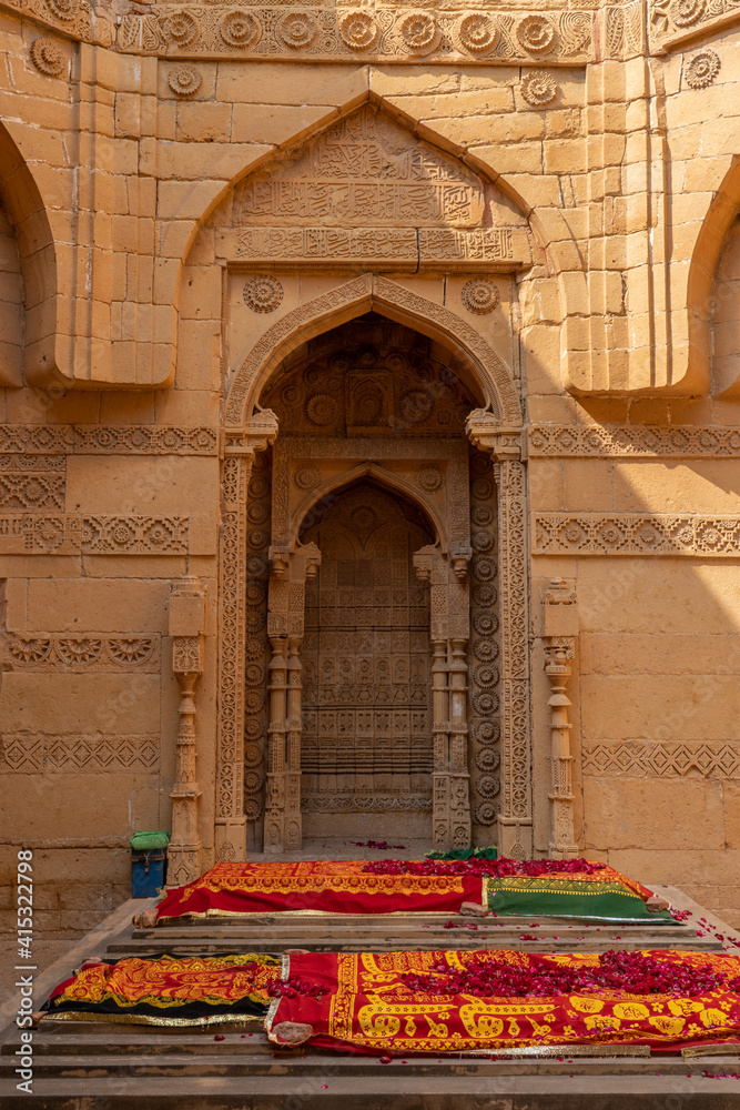 Inside view of mausoleum of medieval Samma dynasty king Jam Nizamuddin ...