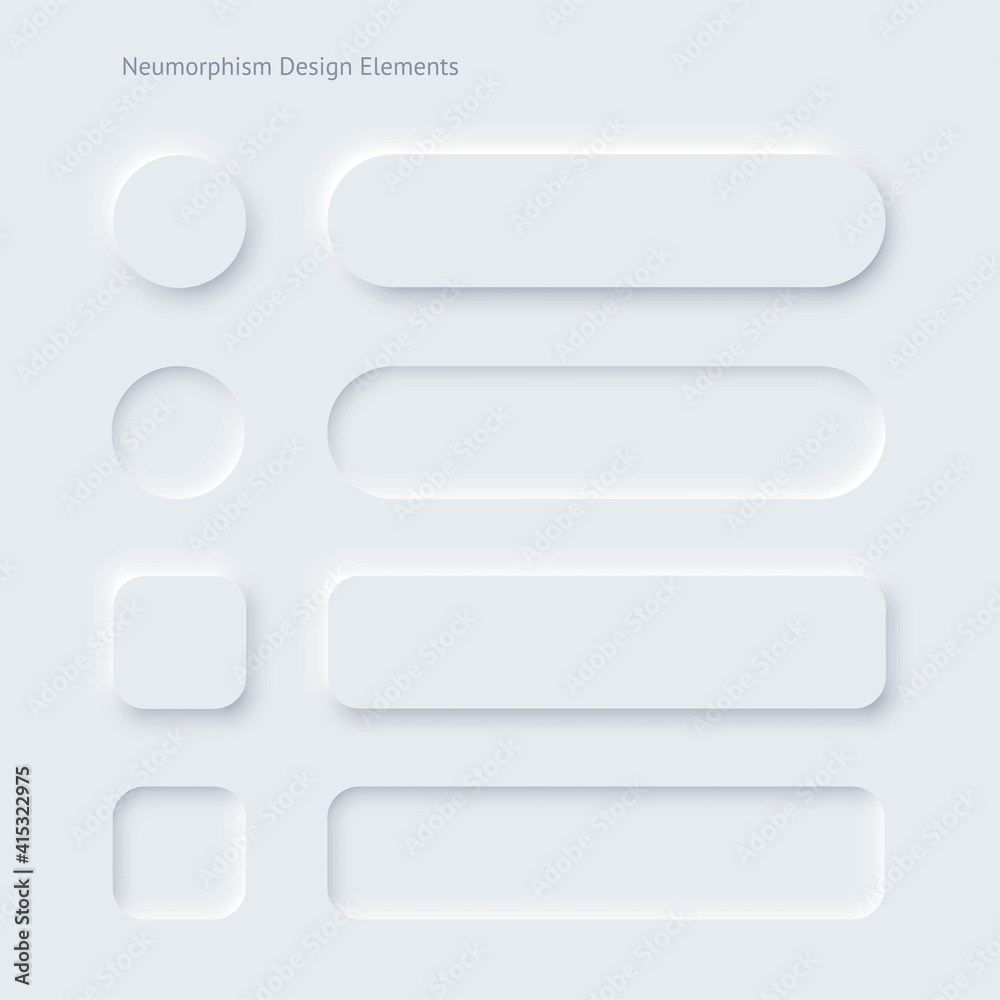 Editable neumorphic buttons set. Sliders for websites, mobile menu ...